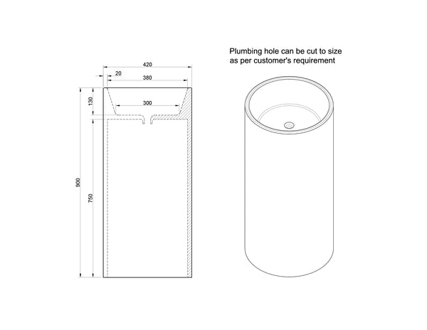 Column Concrete Freestanding Basin – SLABS by Design
